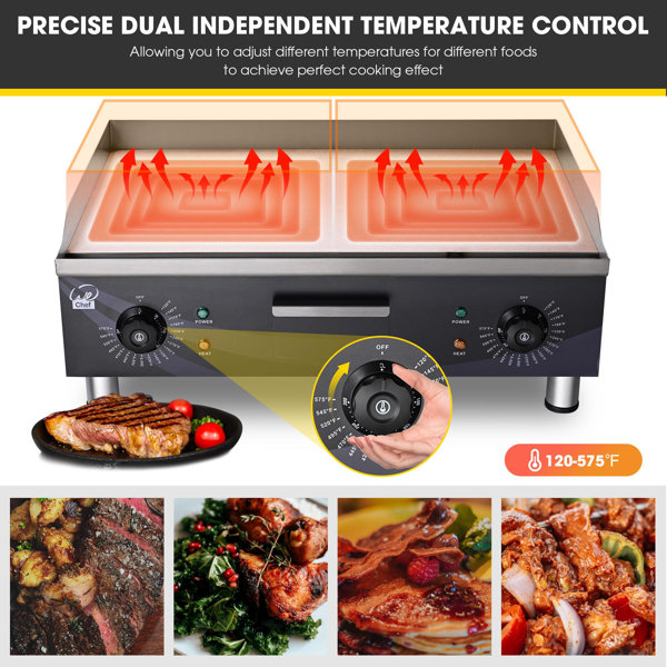 WeChef 3500W 24" Electric Countertop Griddle Flat Top Commercial Restaurant BBQ Grill | Wayfair